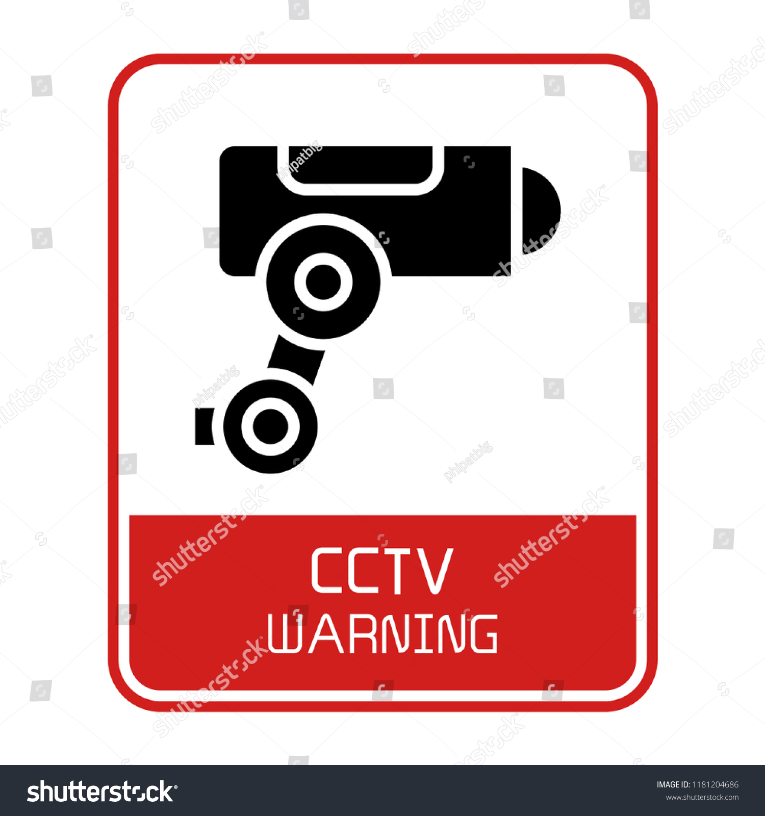 Cctv Warning Sign Label Stock Vector (Royalty Free) 1181204686 ...