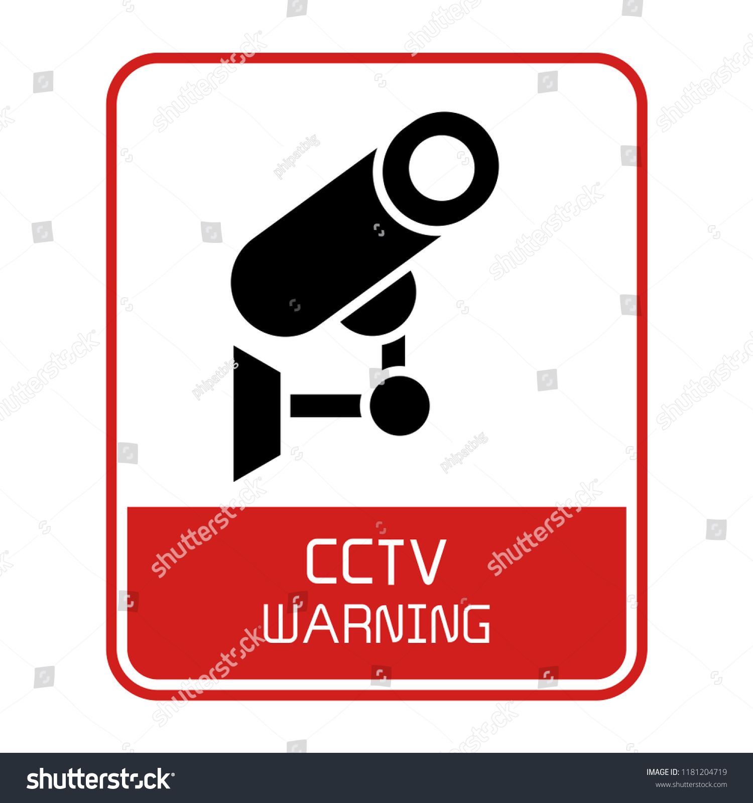 Cctv Warning Sign Label Stock Vector (Royalty Free) 1181204719 ...