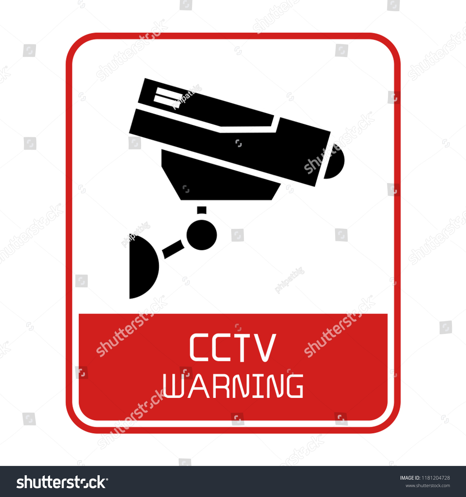 Cctv Warning Sign Label Stock Vector (Royalty Free) 1181204728 ...
