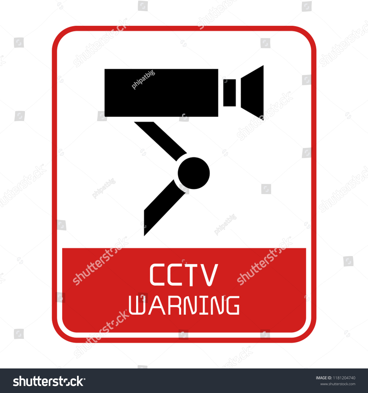 Cctv Warning Sign Label Stock Vector (Royalty Free) 1181204740 ...