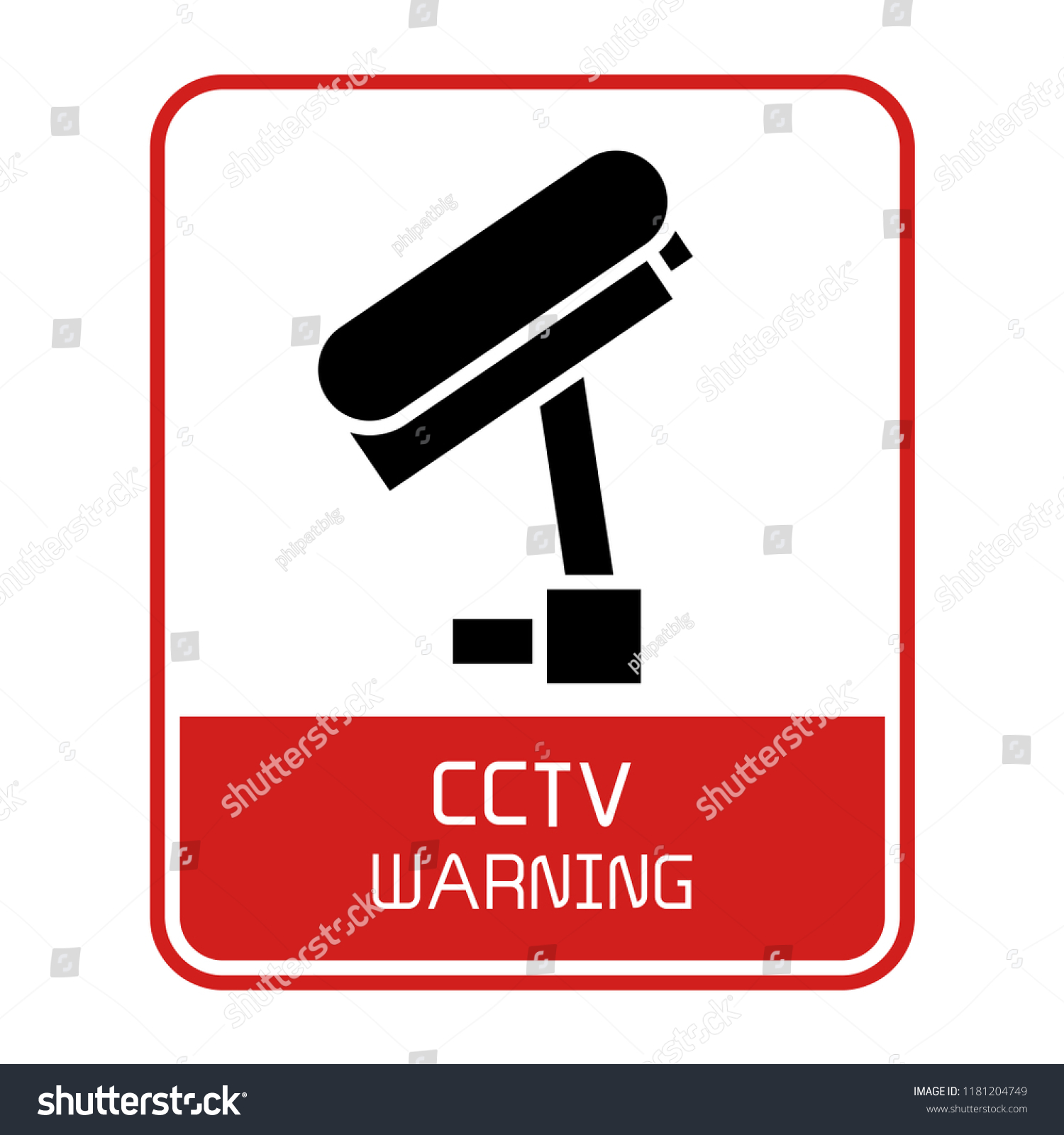 Cctv Warning Sign Label Stock Vector (Royalty Free) 1181204749 ...
