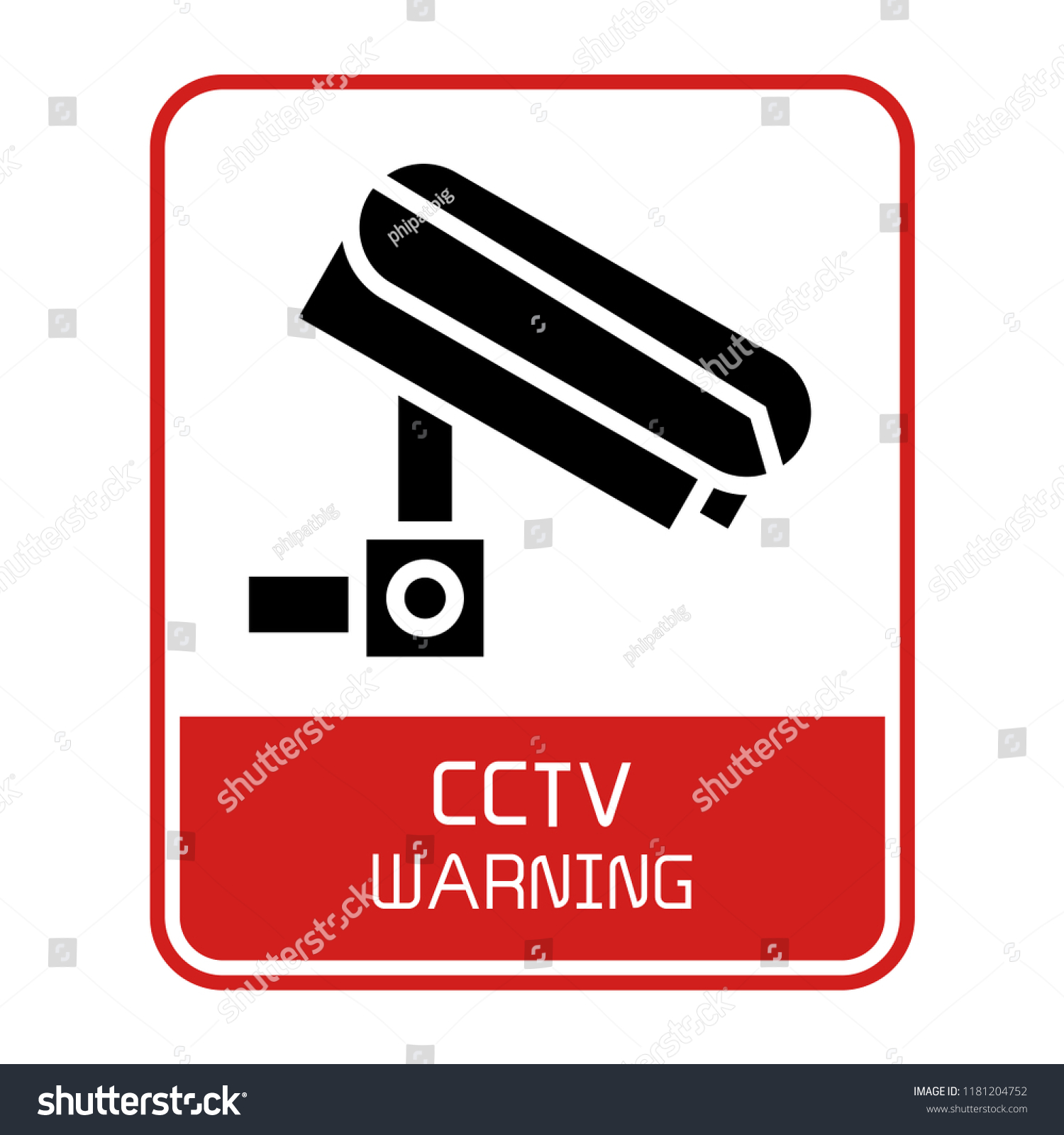 Cctv Warning Sign Label Stock Vector (Royalty Free) 1181204752 ...