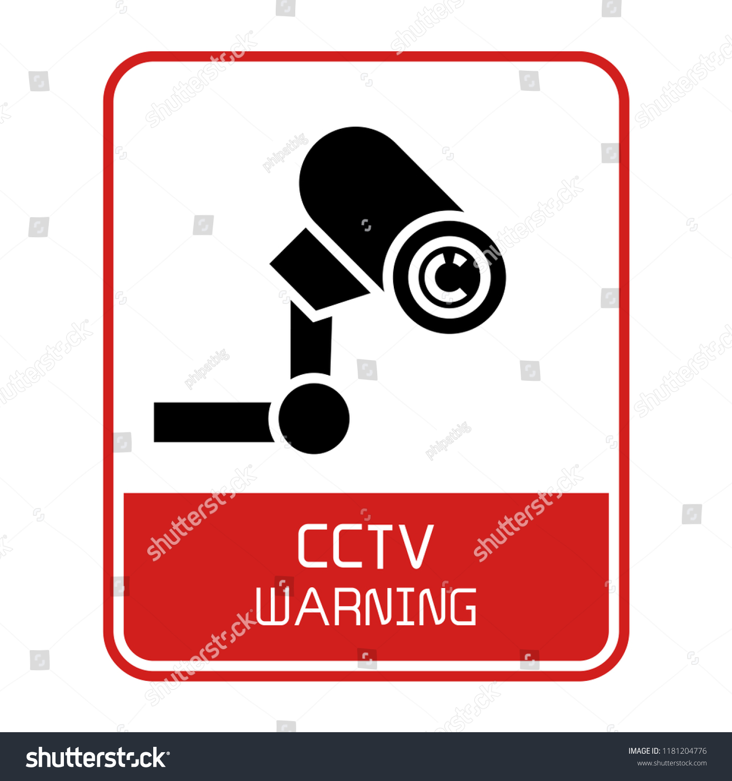 Cctv Warning Sign Label Stock Vector (Royalty Free) 1181204776 ...