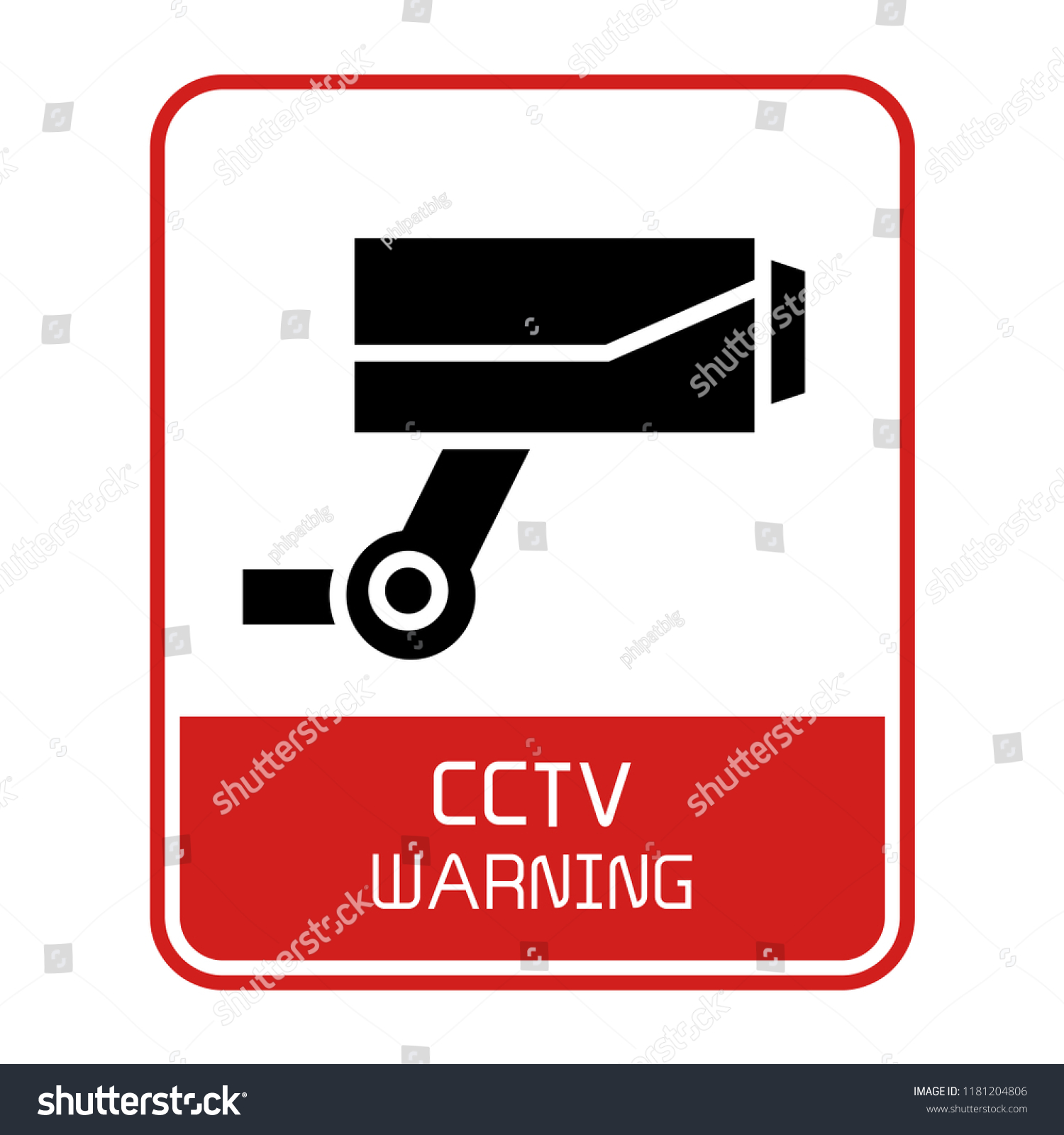 Cctv Warning Sign Label Stock Vector (Royalty Free) 1181204806 ...