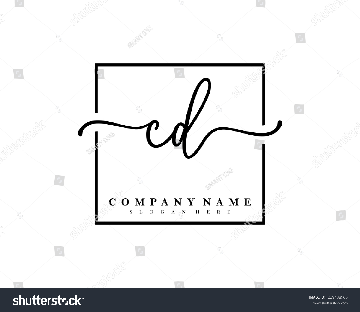 Cd Initial Handwriting Square Minimalist Logo Stock Vector (Royalty ...