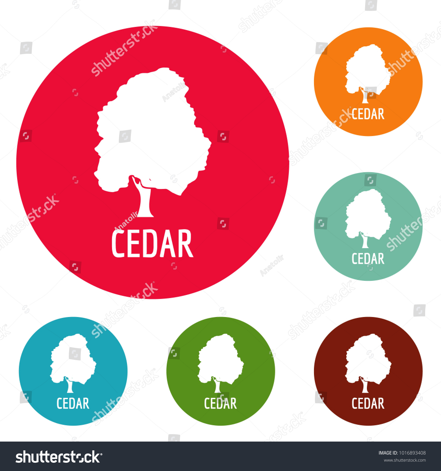 Cedar Tree Icons Circle Set Vector Stock Vector (Royalty Free) 1016893408
