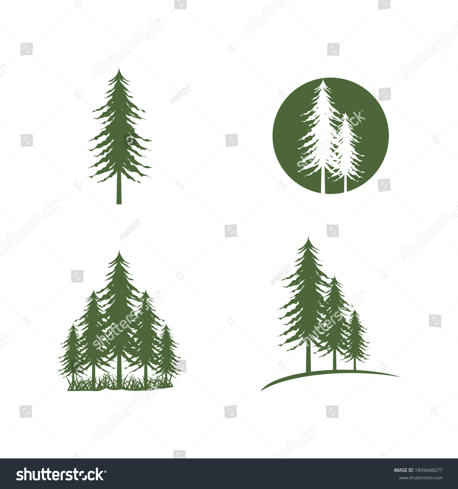 Cedar Tree Illustration Logo Template Stock Vector (Royalty Free ...