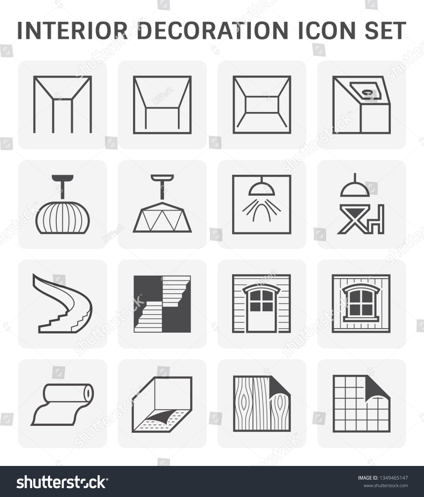 Ceiling Interior Decoration Icon Set Design Stock Vector (Royalty Free ...