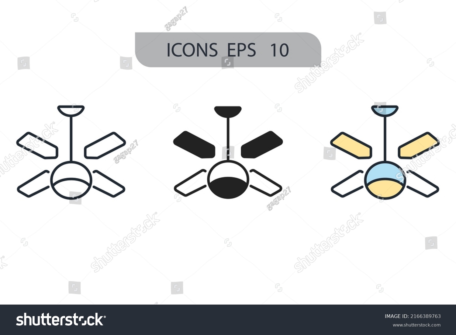 Ceiling Fan Icons Symbol Vector Elements Stock Vector (Royalty Free ...