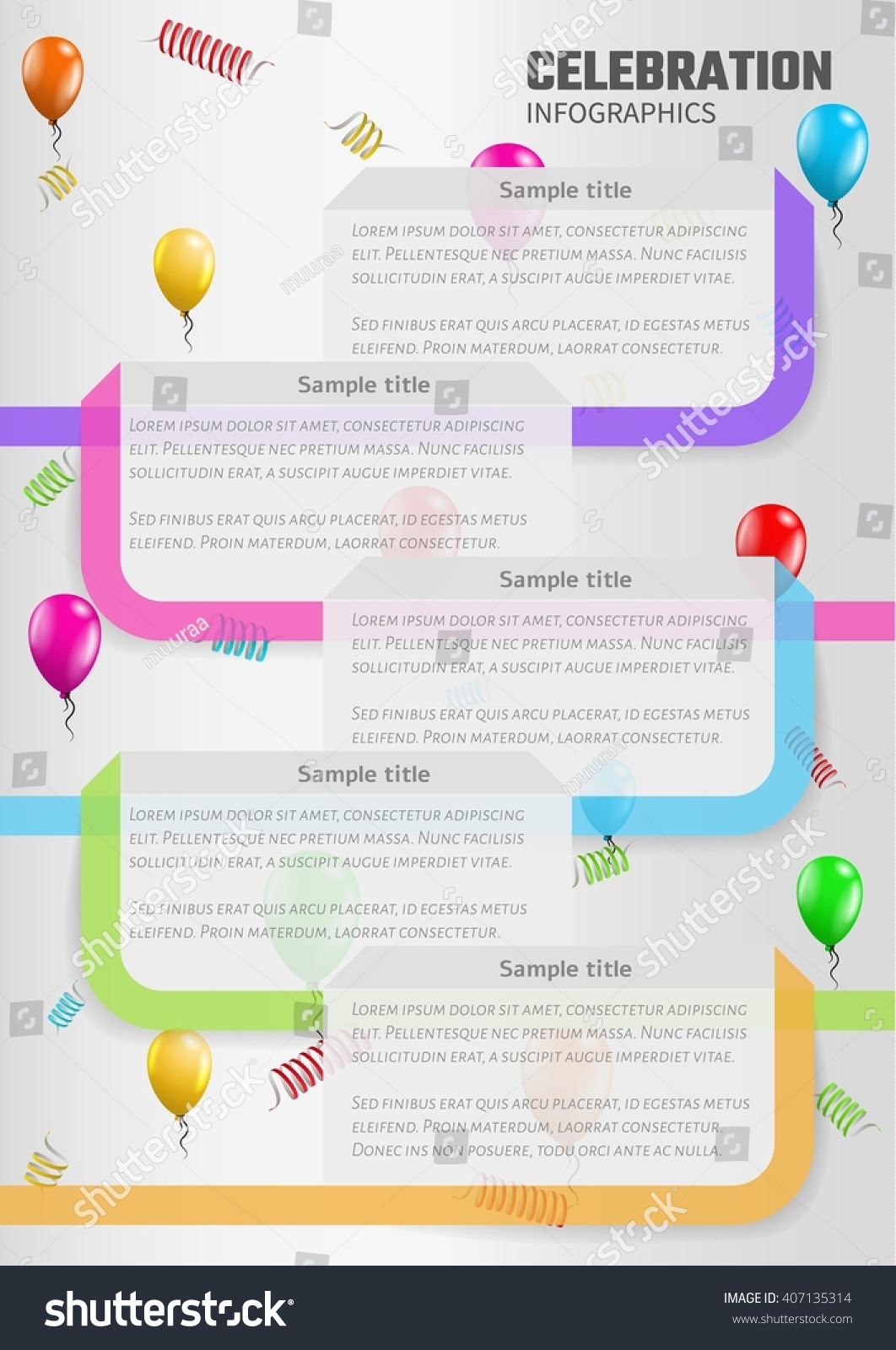 Celebration Infographics Balloons Sampletext Vector Stock Vector ...