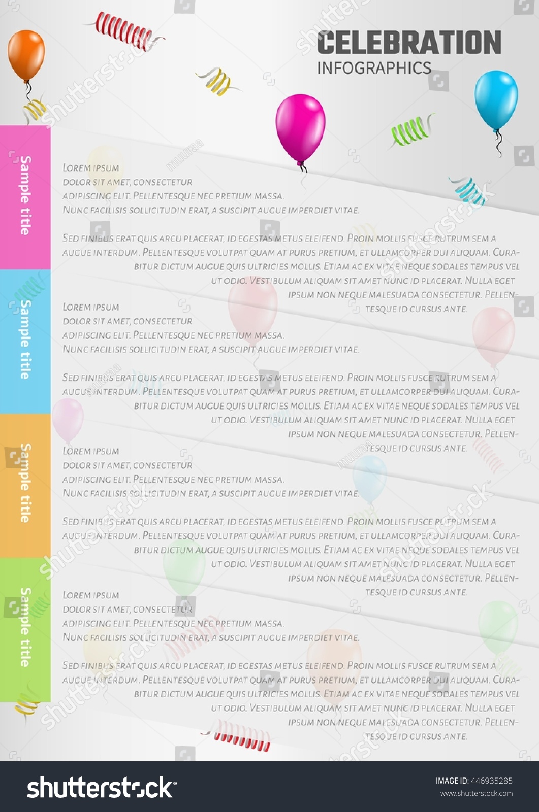 Celebration Infographics Balloons Sampletext Vector Stock Vector ...