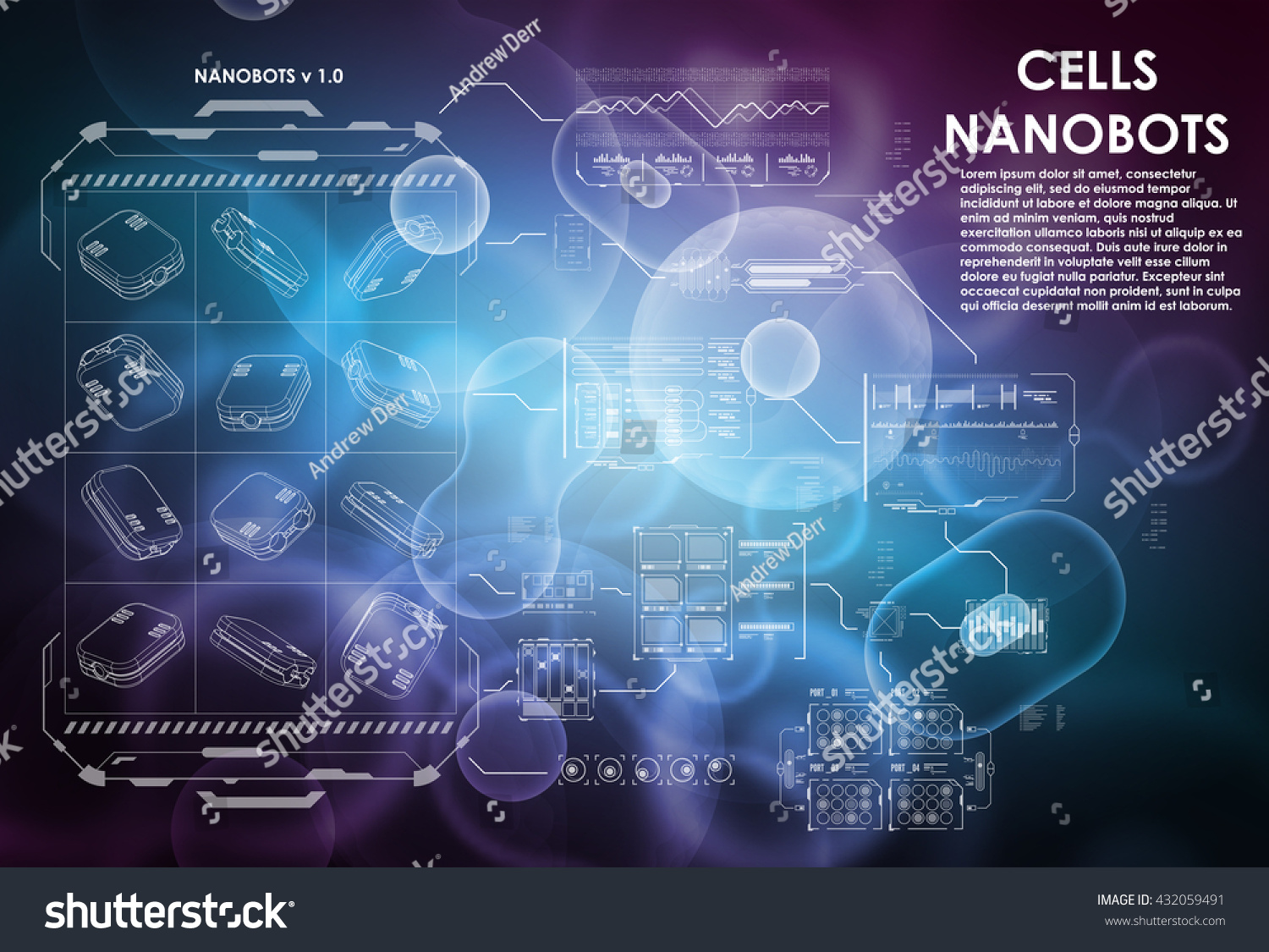 Vektor Stok Cell Background Interface Elements Hud Ui (Tanpa Royalti ...