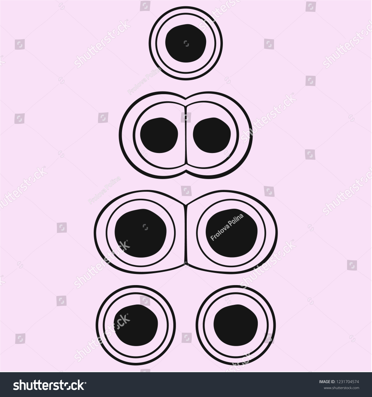 Cell Division Cycle Vector Silhouette Isolated Stock Vector (Royalty ...