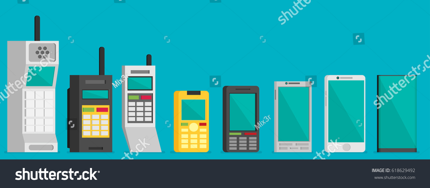 Cell Phone Evolution Illustration Flat Vector Stock Vector (Royalty ...