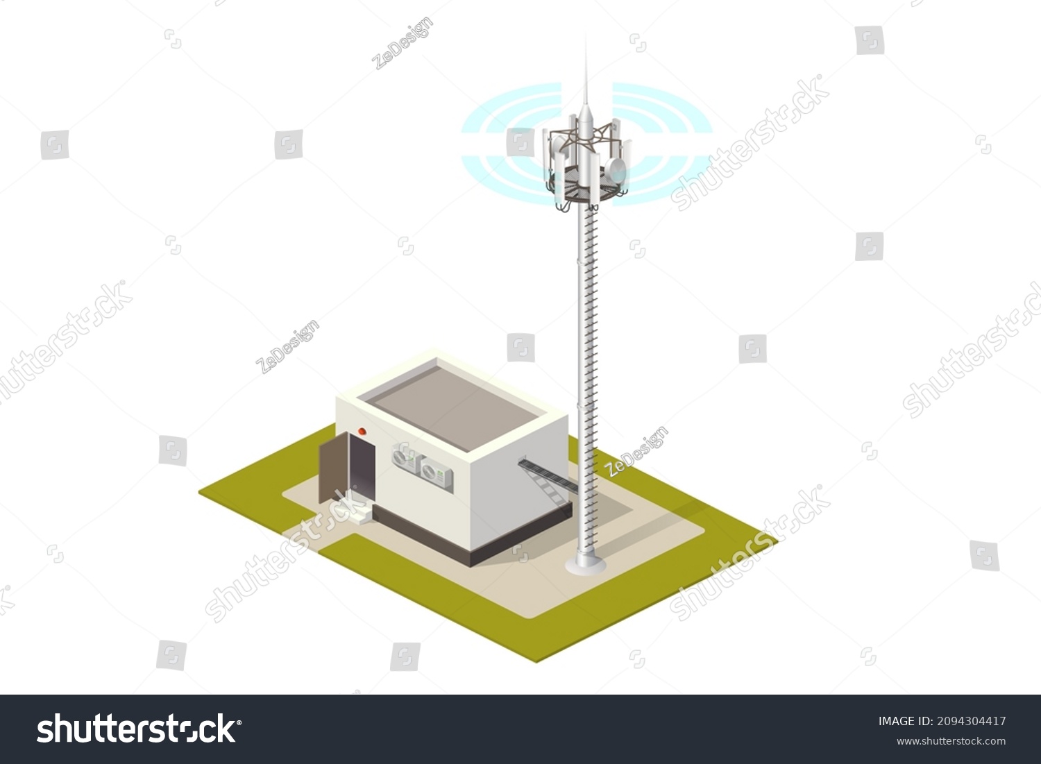 Cell Tower Isometric Illustration Mobile Networking Stock Vector ...