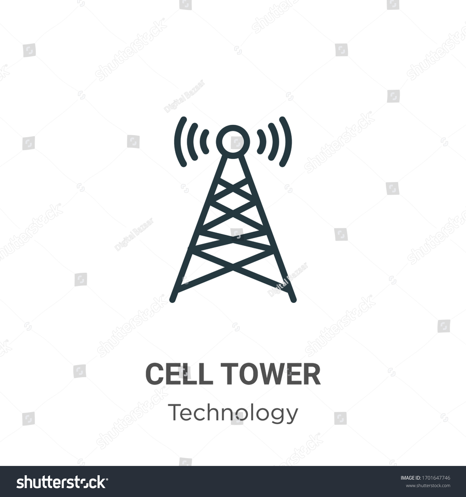 Cell Tower Outline Vector Icon Thin Stock Vector (Royalty Free ...