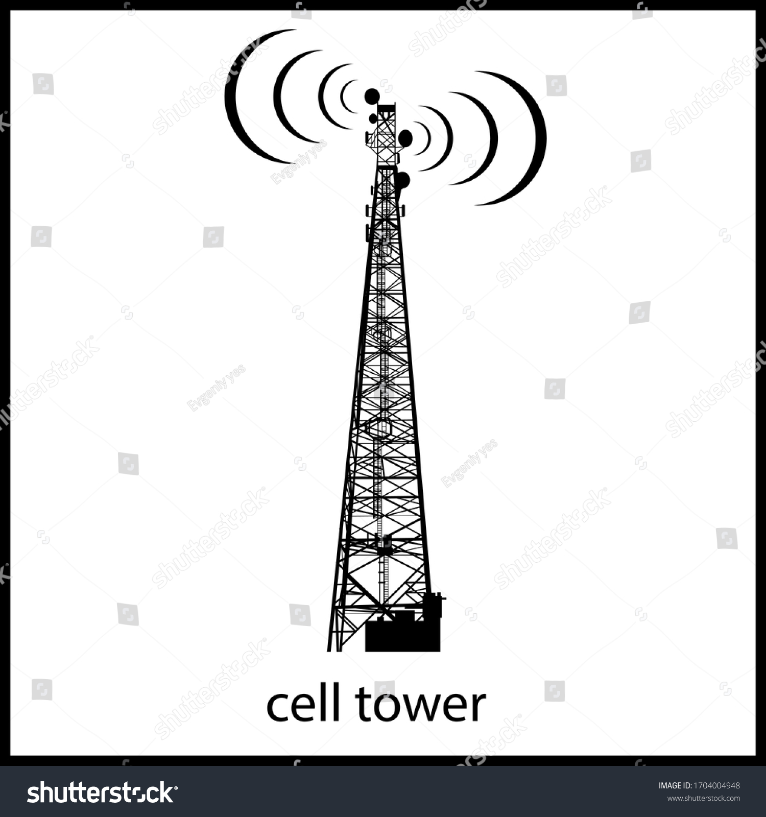 Cell Tower Silhouette Isolated On White Stock Vector (Royalty Free ...