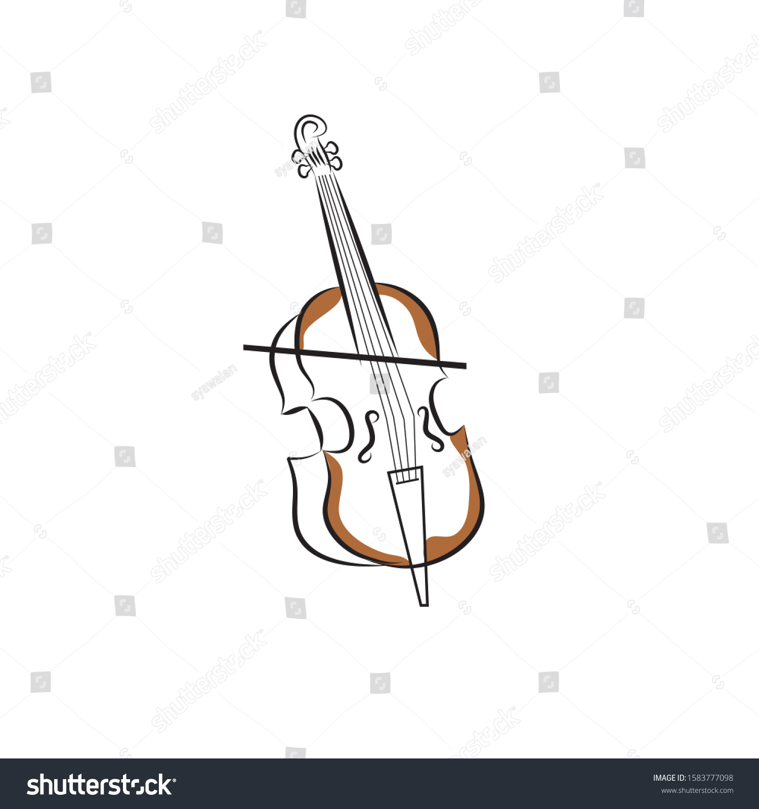 Cello Vector One Line Art Drawing Stock Vector (Royalty Free) 1583777098