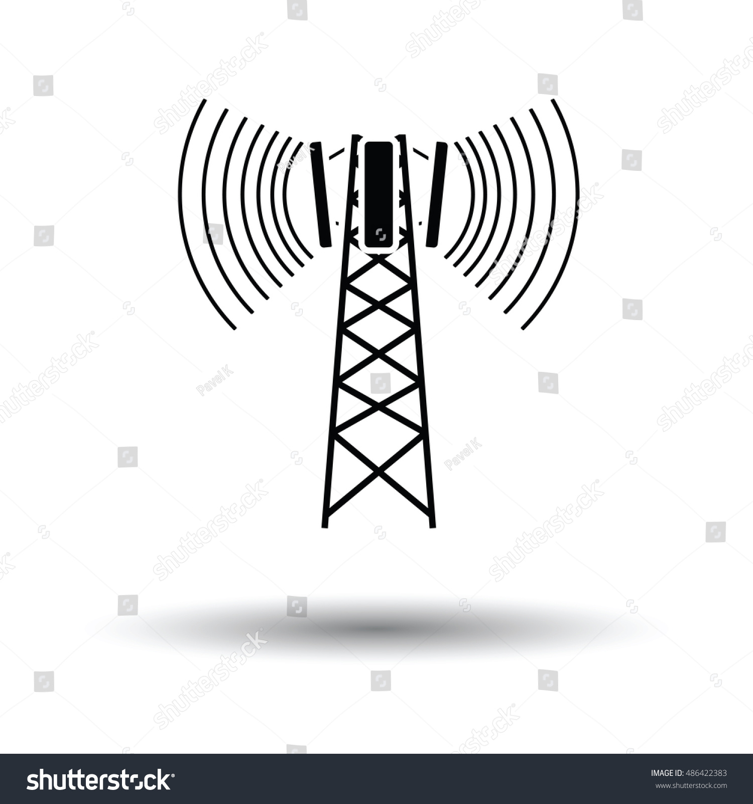 Cellular Broadcasting Antenna Icon White Background Stock Vector ...
