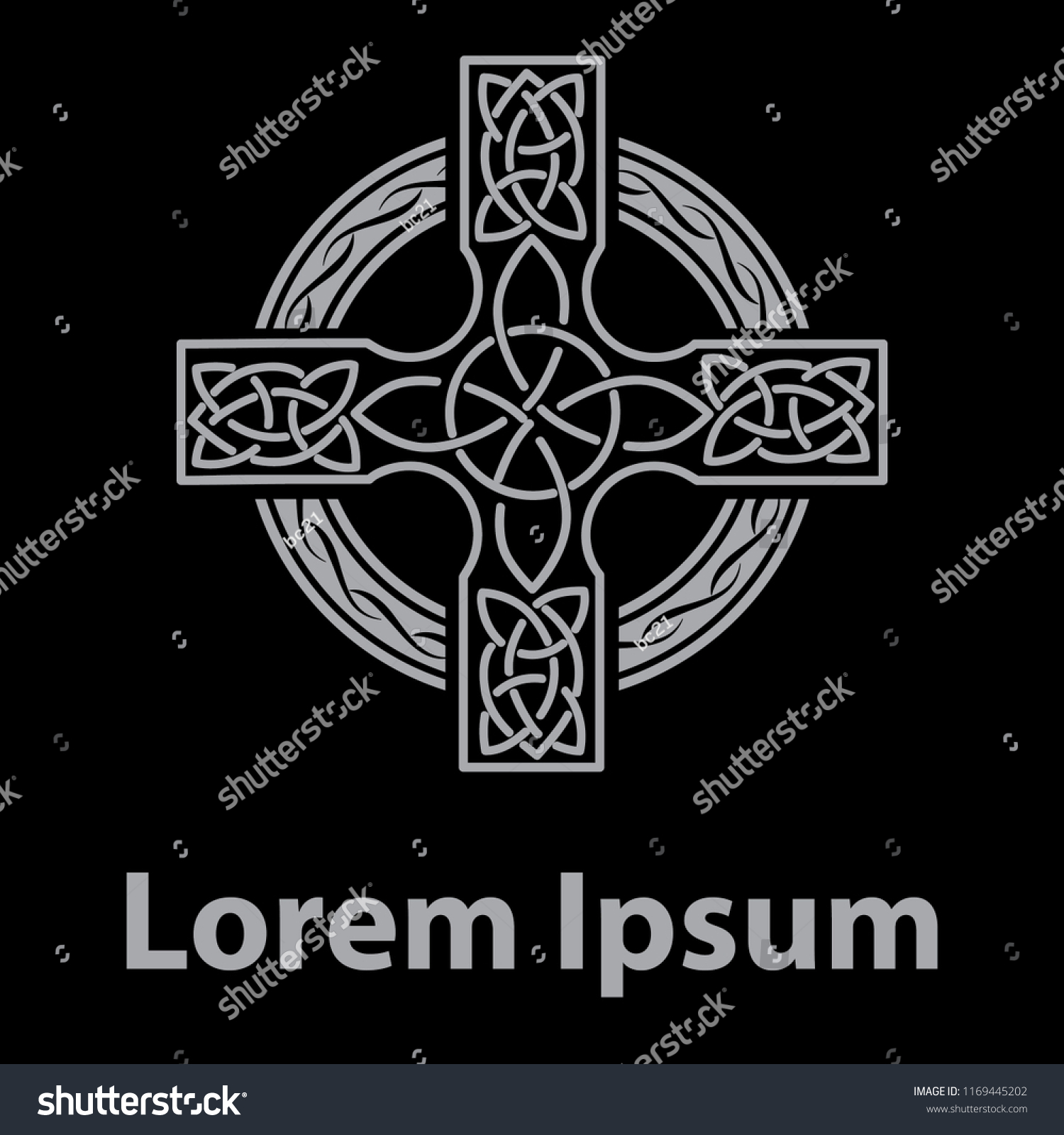 Celtic Cross Logo Template: vector de stock (libre de regalías) 1169445202