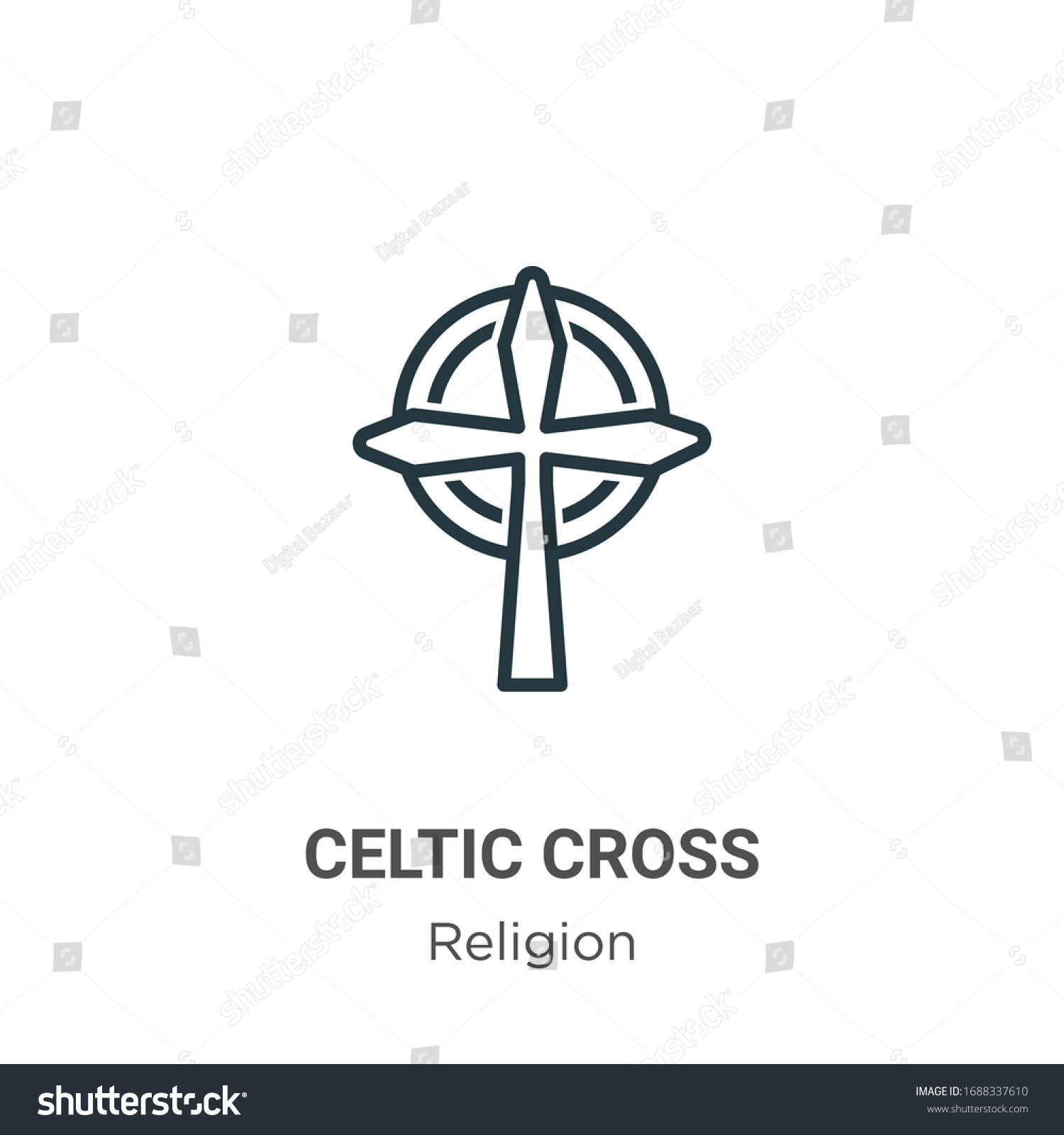 Celtic Cross Outline Vector Icon Thin Stock Vector (Royalty Free ...