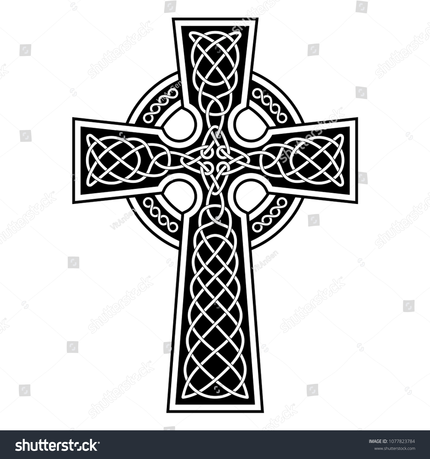 Celtic Cross White Patterns On Black Stock Vector (Royalty Free ...