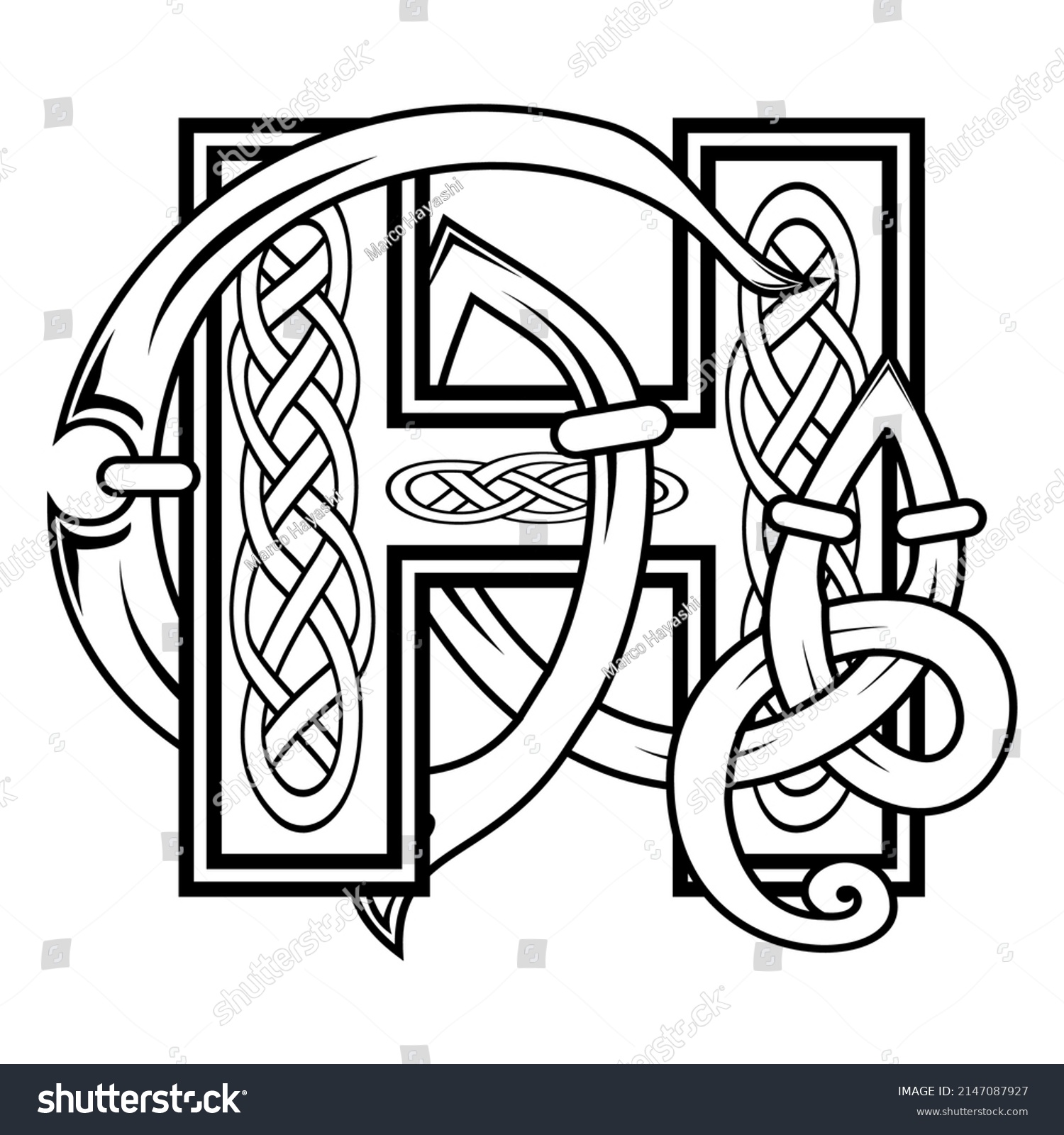 Celtic Letter H Illustration Vector Format Stock Vector (Royalty Free ...