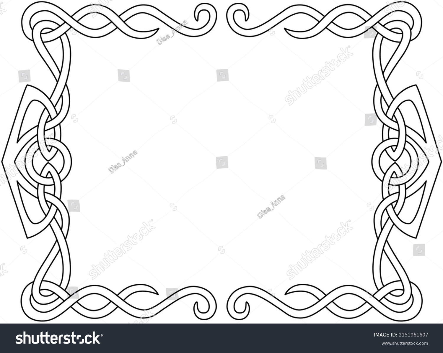 Celtic Ornament Frame Horizontal Vector Linear Stock Vector (Royalty ...