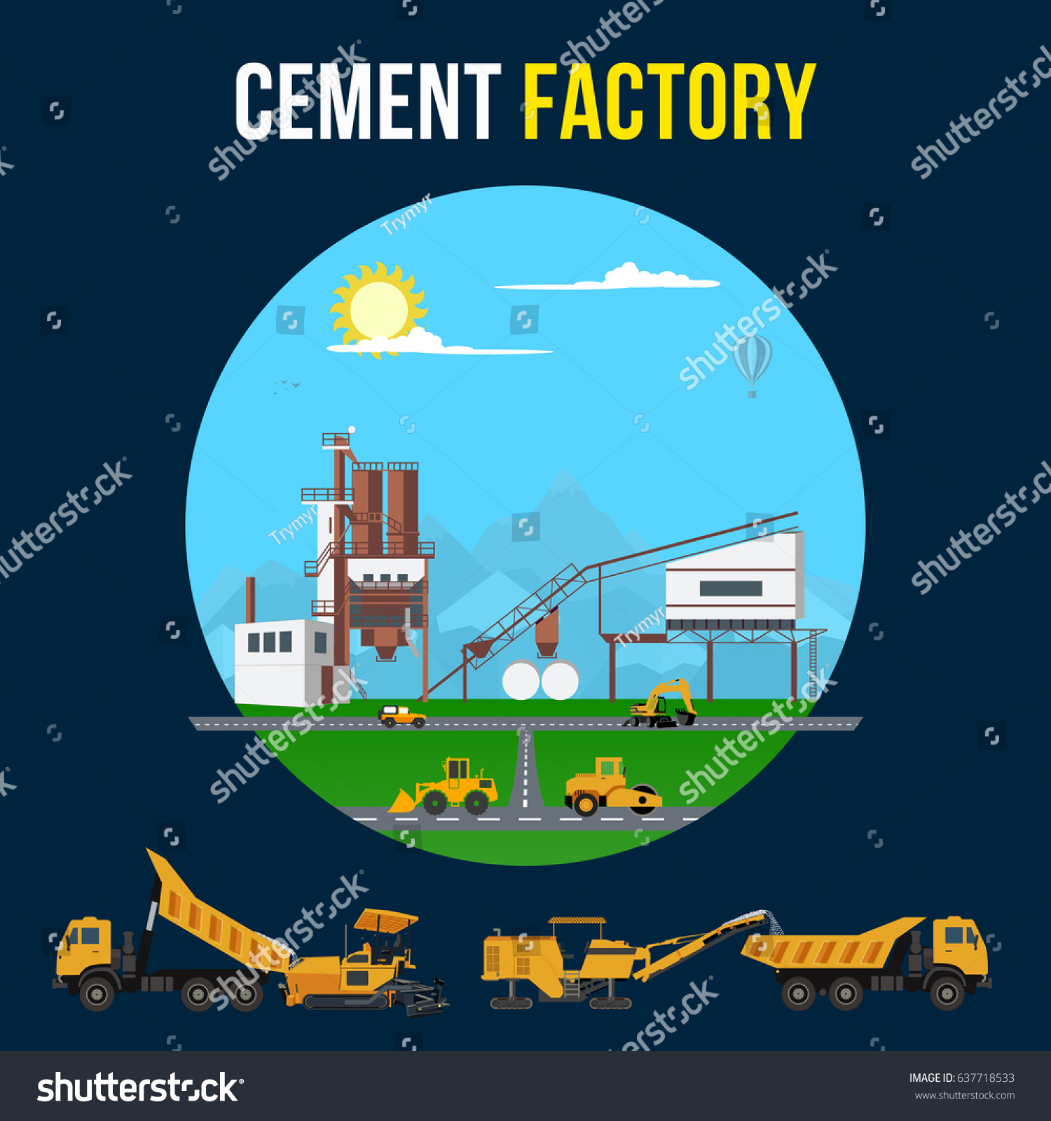 Cement Factory Vector Illustration Stock Vector (Royalty Free ...