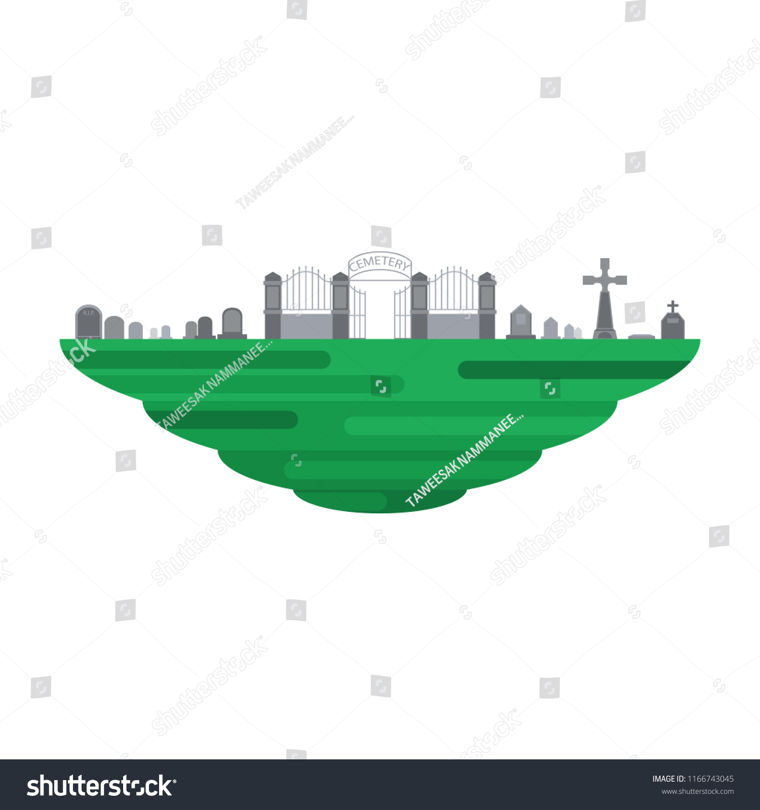 Cemetery Graveyard Memorial Landscape Vector Stock Vector (Royalty Free ...