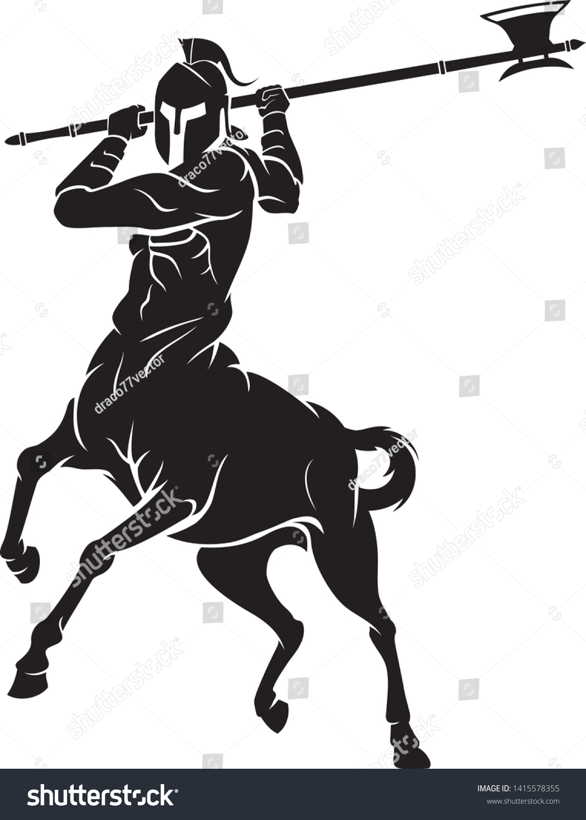 Centaur Attack Halberd Axe Illustration Stock Vector (Royalty Free ...