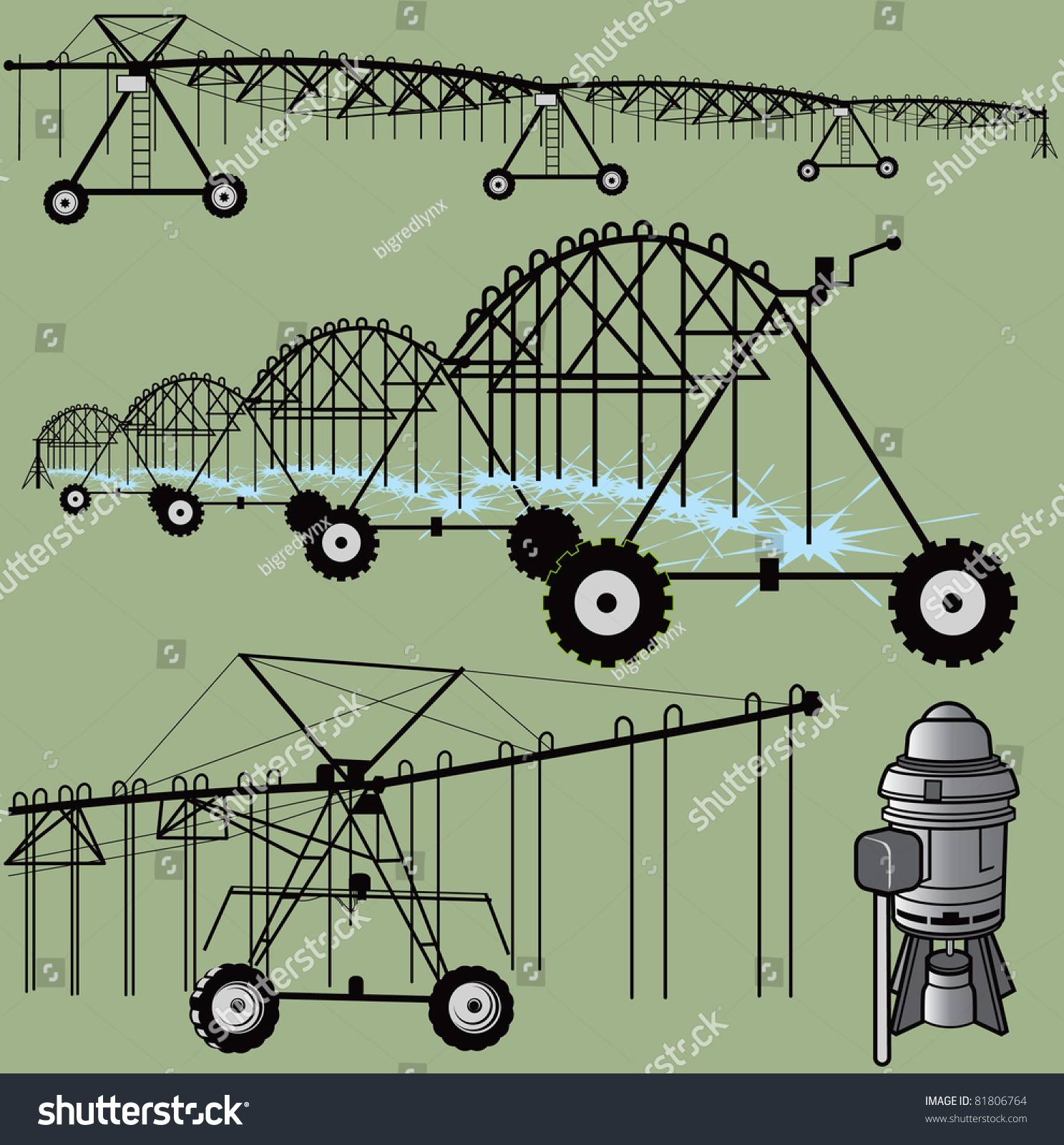 Center Pivot Irrigation Stock Vector Illustration 81806764 : Shutterstock