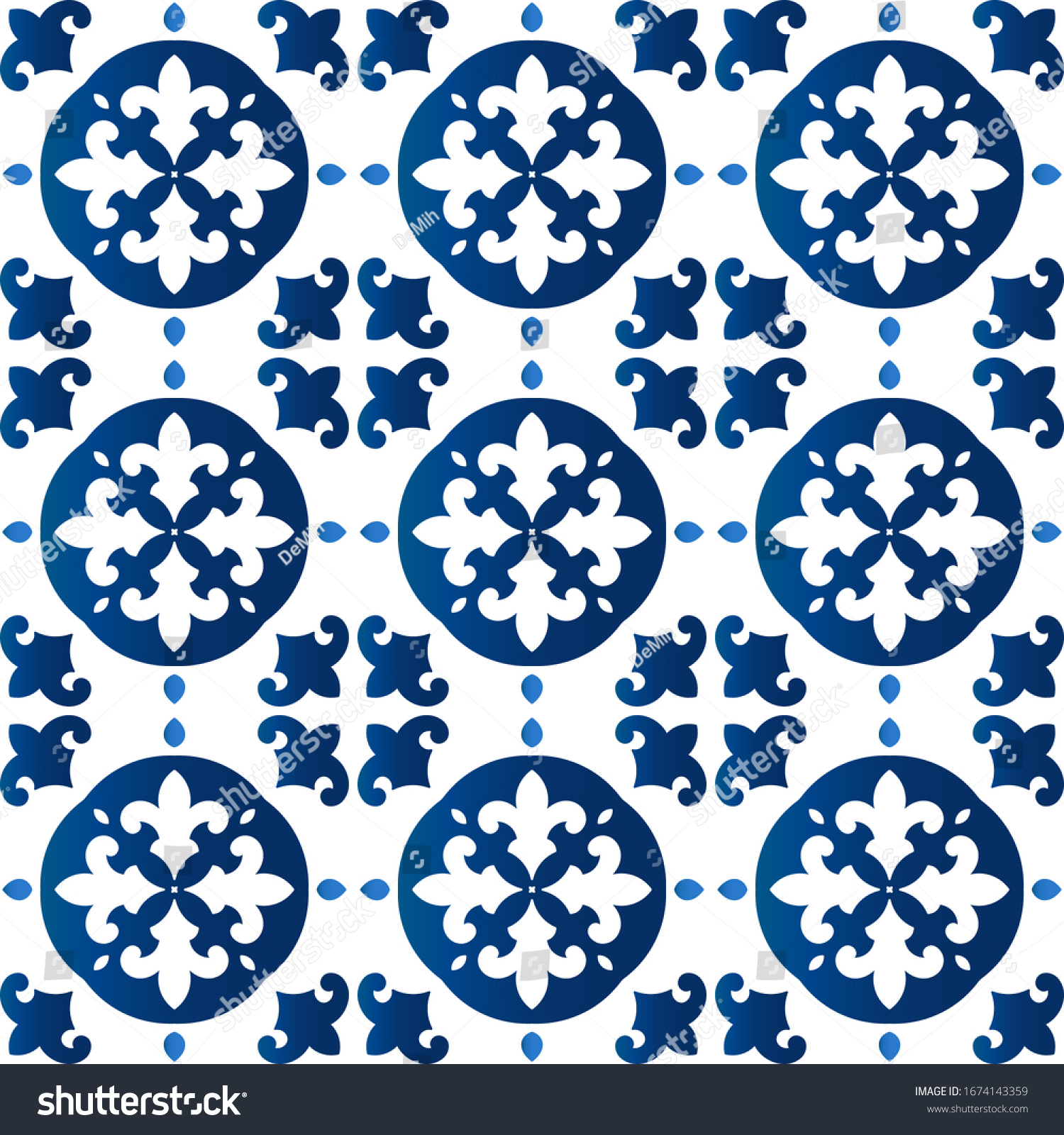 Ceramic Azulejo Tile Designed Seamless Template Stock Vector (Royalty ...