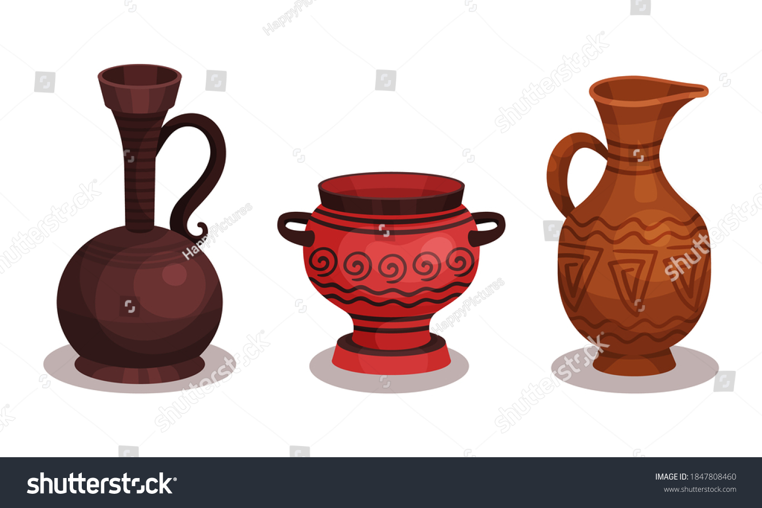 Ceramic Vessels Containers Interior Kitchen Use Stock Vector (Royalty ...