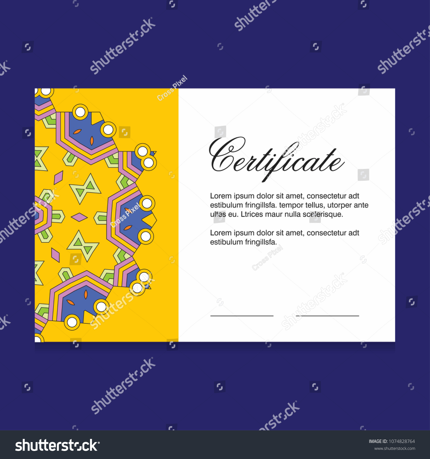 Certificate Creative Design Vector Stock Vector (Royalty Free) 1074828764