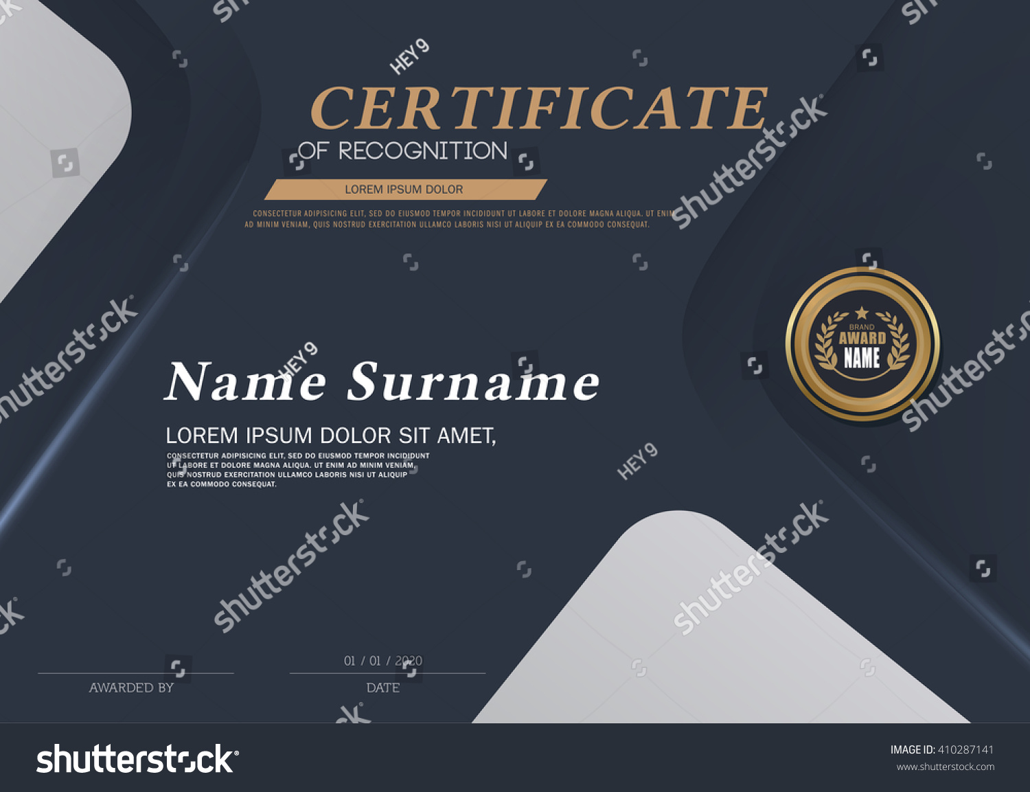 Certificate Design Template Layout Template A4 스톡 벡터(로열티 프리) 410287141 ...