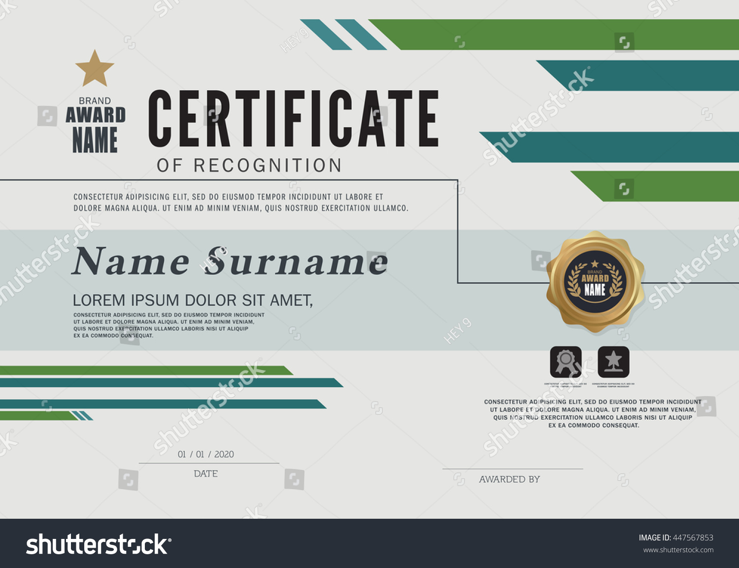 Certificate Design Template Layout Template A4 Stock Vector (Royalty ...
