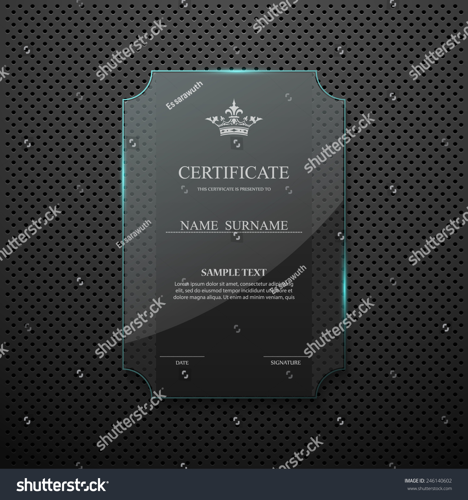 Certificate Design Template On Glass Frame Stock Vector (Royalty Free ...