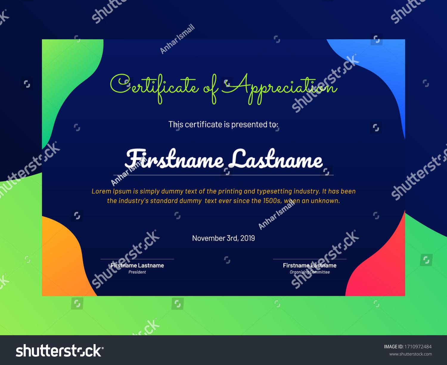 Certificate Design Template Suitable Any Purpose Stock Vector (Royalty ...