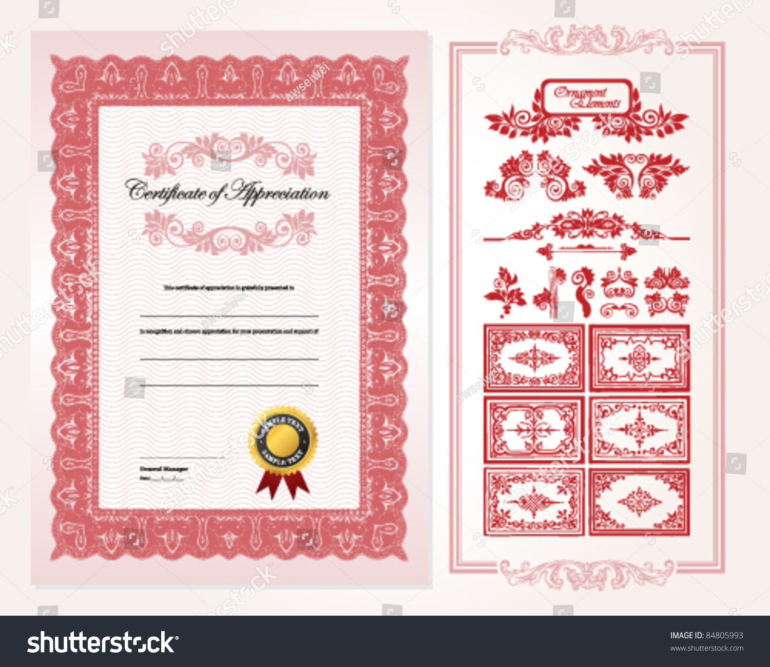 Certificate Design Template Detailed Border Additional Stock Vector ...