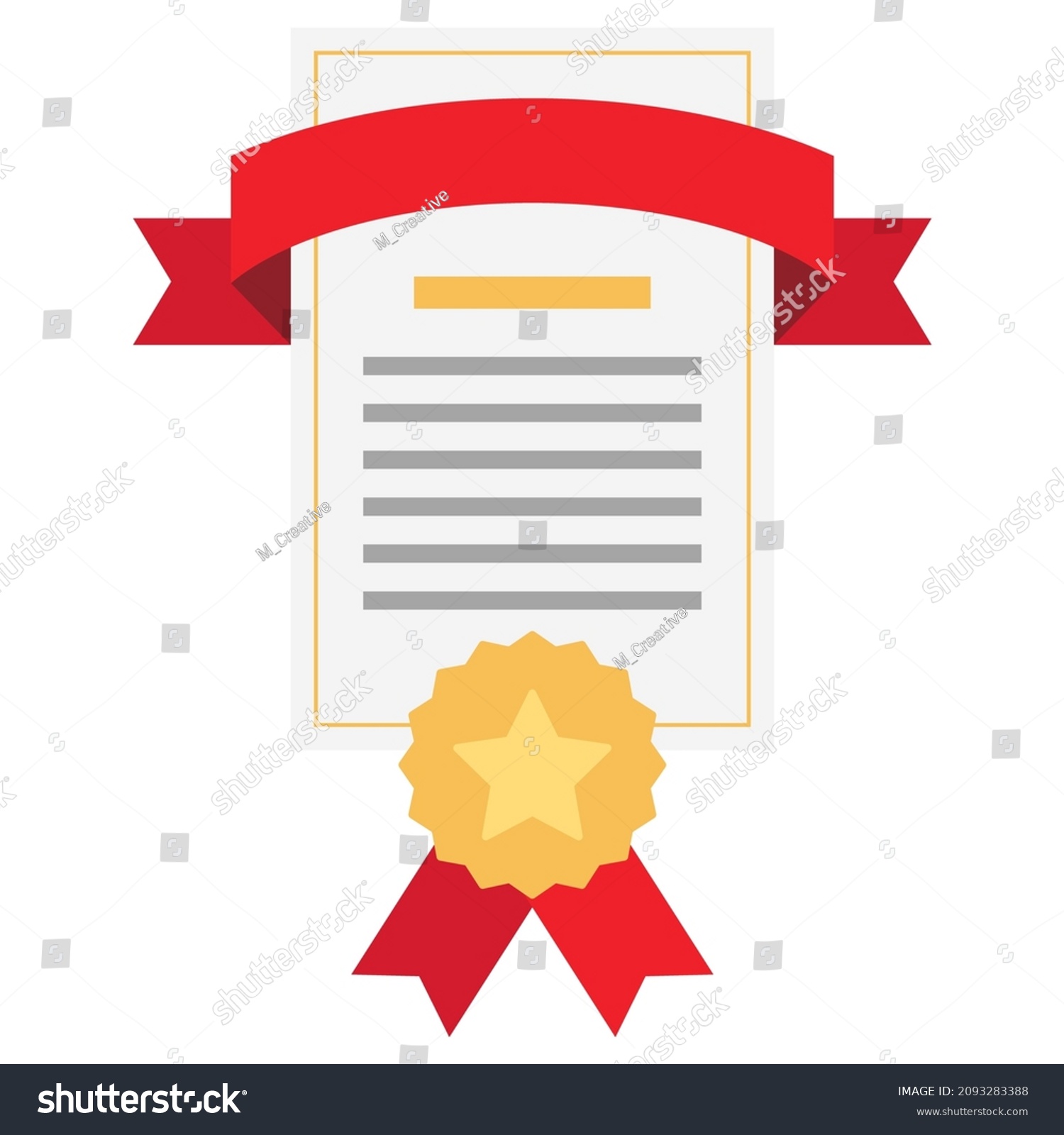 Certificate Flat Clipart Vector Illustration Stock Vector (Royalty Free ...