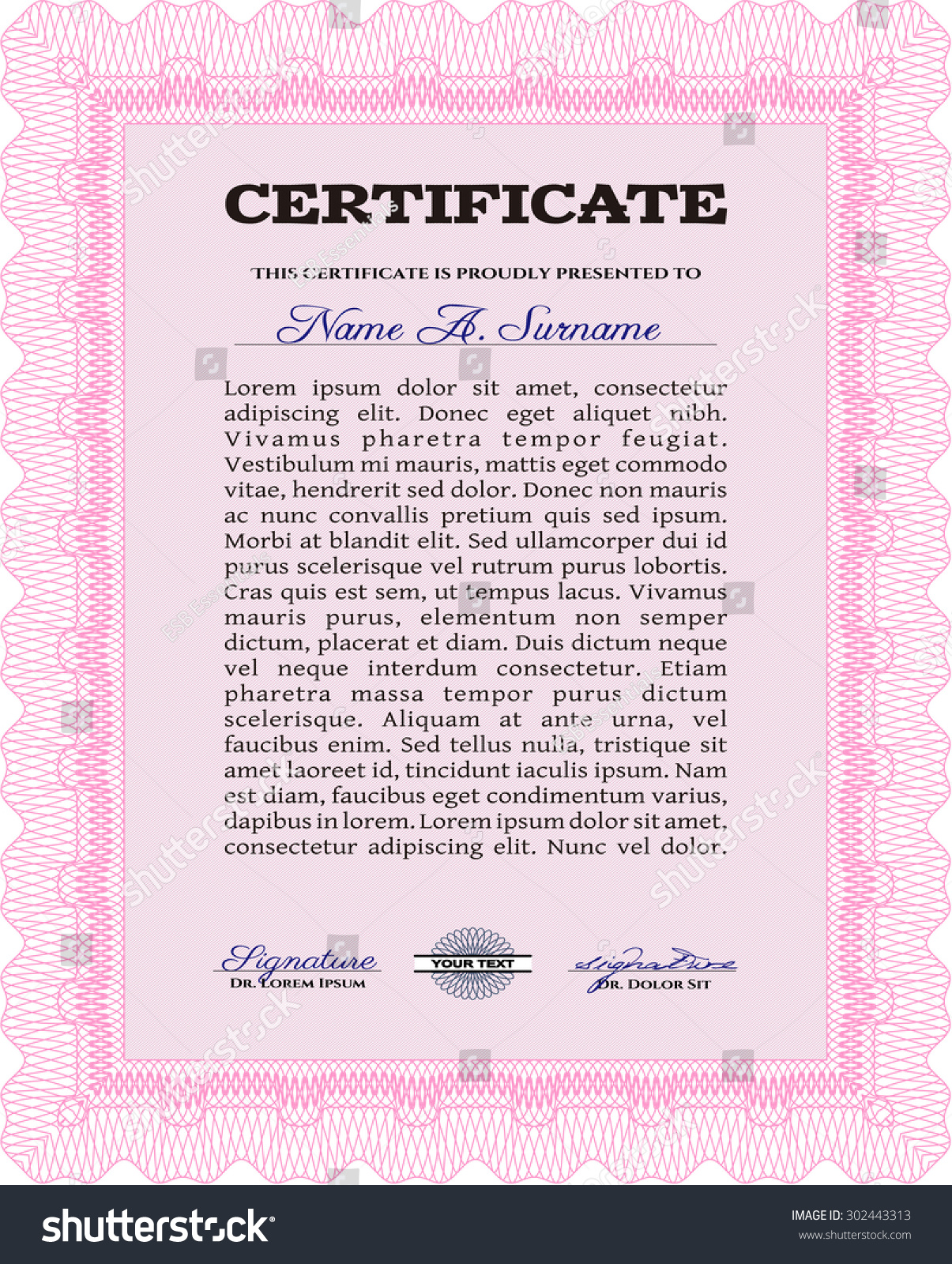 Certificate Frame Certificate Template Vectorlovely Design Stock Vector ...