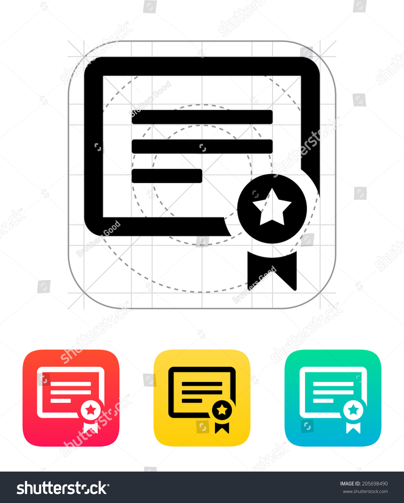 Certificate Icon Vector Illustration Stock Vector 205698490 - Shutterstock