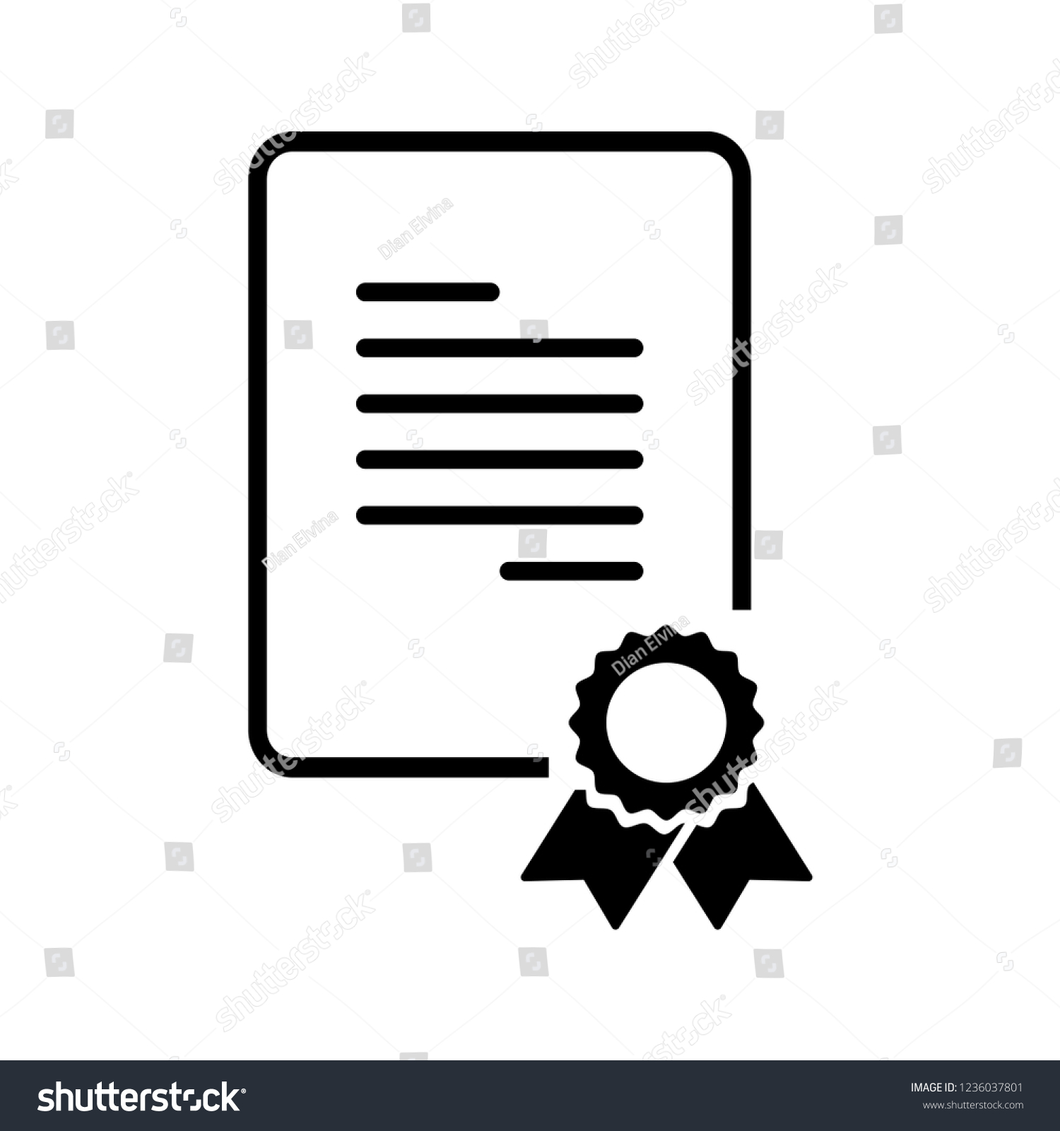 Certificate Outline Icon Vector Stock Vector (Royalty Free) 1236037801