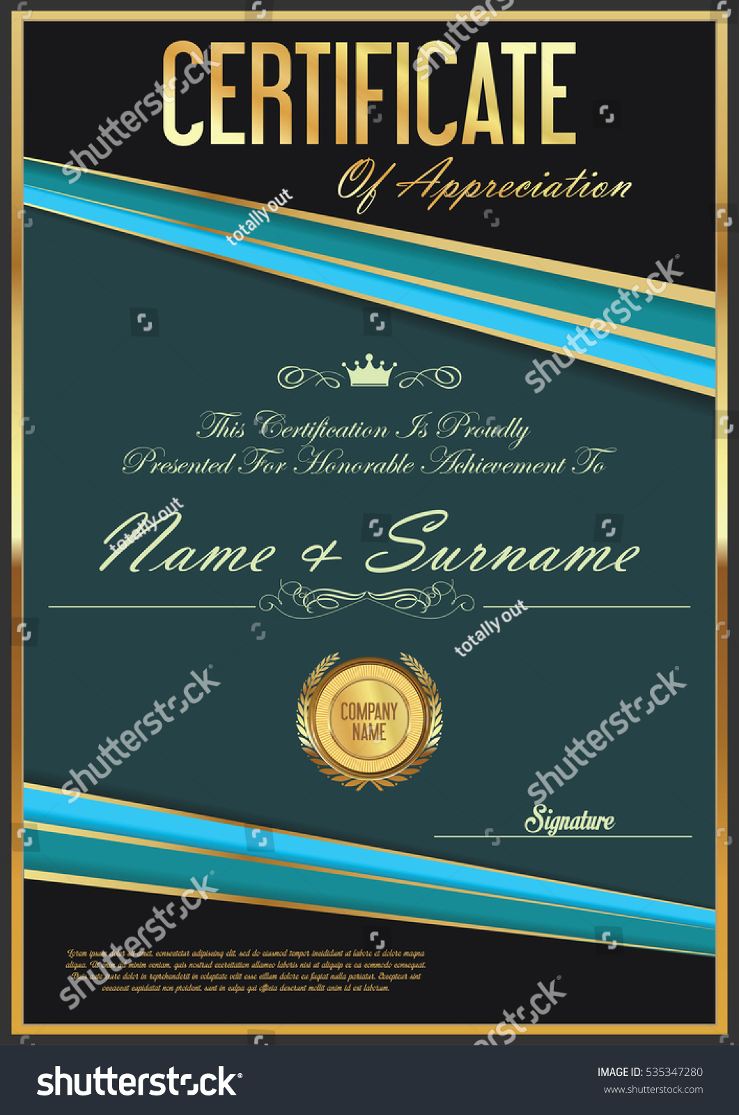 Certificate Retro Design Template Stock Vector (Royalty Free) 535347280 ...