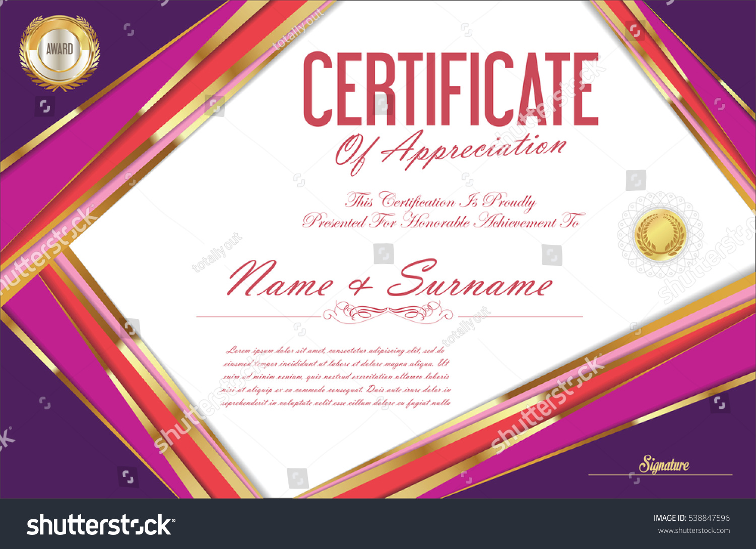 Certificate Retro Design Template Stock Vector (Royalty Free) 538847596 ...