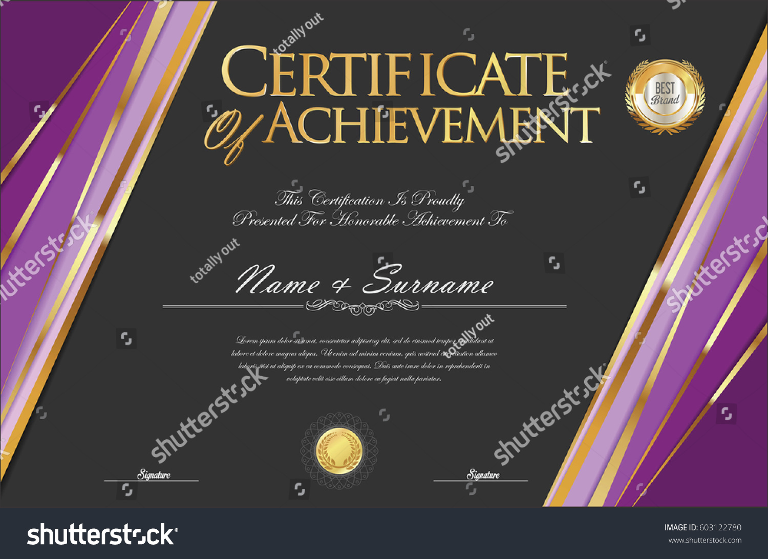Certificate Retro Design Template Stock Vector (Royalty Free) 603122780 ...