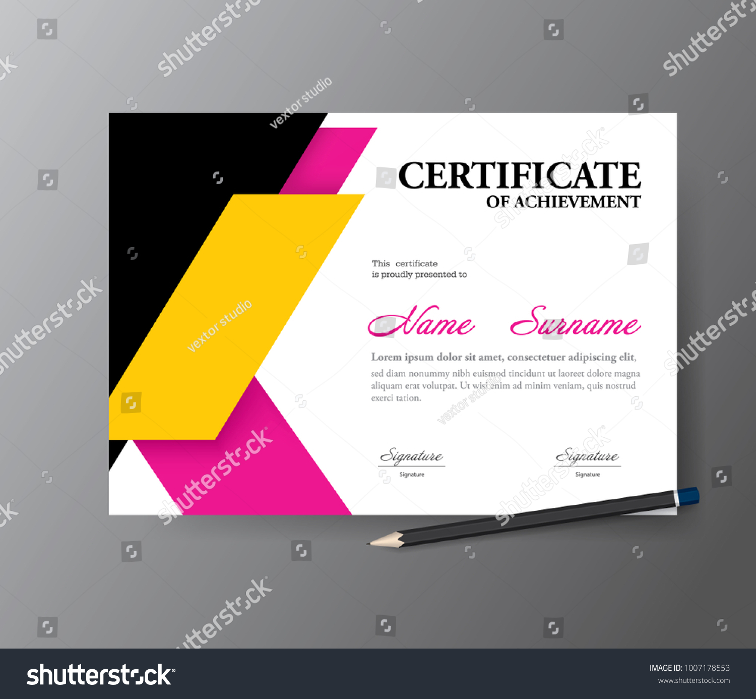 Certificate Templatea4 Size Diploma Vector Illustration: Stock ...