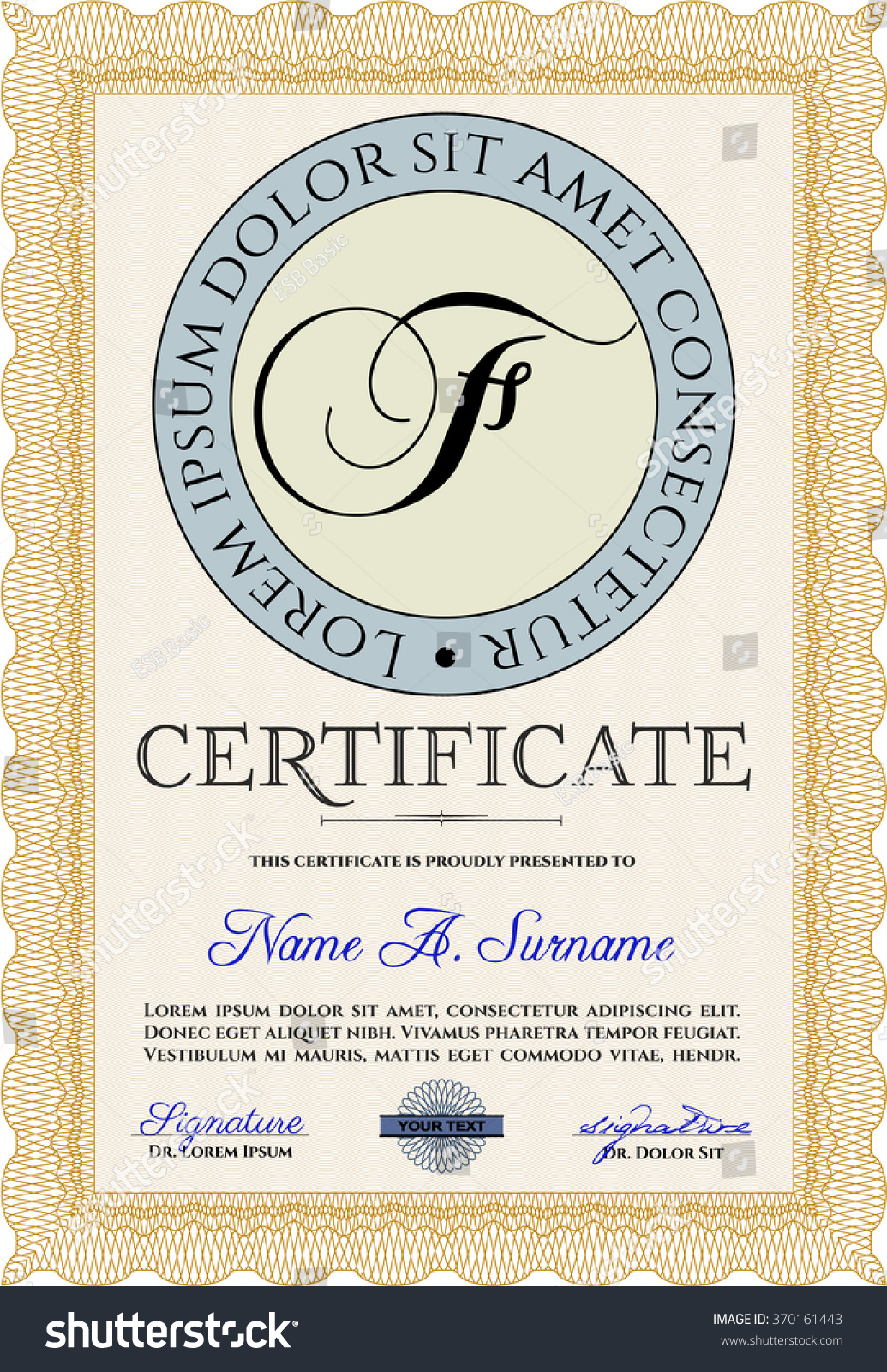 Certificate Template Border Frameartistry Design Complex 库存矢量图（免版税 ...