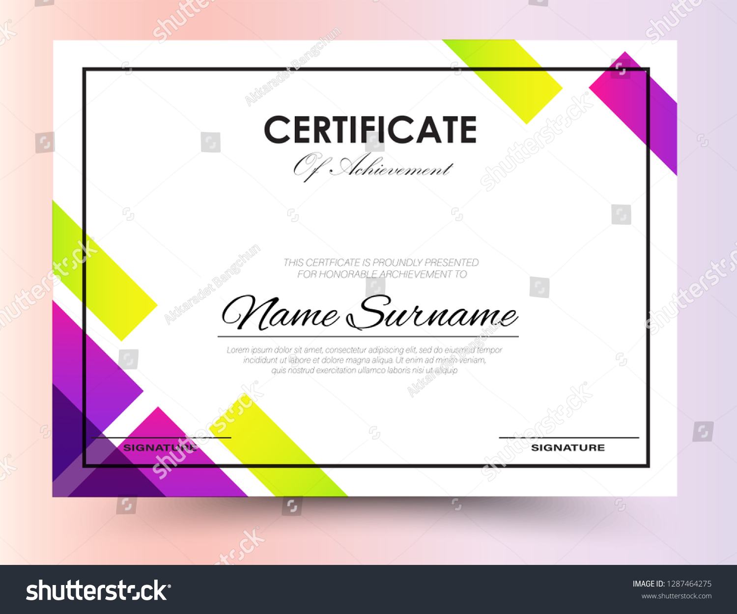 Certificate Template Design A4 Size Stock Vector (Royalty Free ...